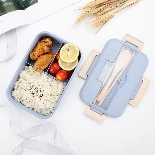 Lunch Box with Cutlery Set in Wheat Straw Material