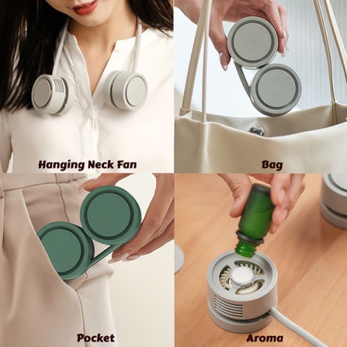 Foldable Hanging Neck Fan with Aroma Function